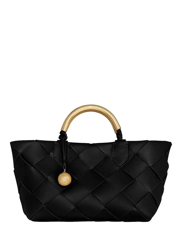 Rebecca Minkoff Mini Frankie Woven Leather Tote - Black