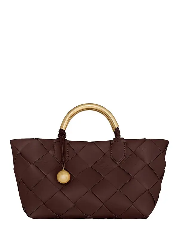 Rebecca Minkoff Mini Frankie Woven Leather Tote - Cherrywood