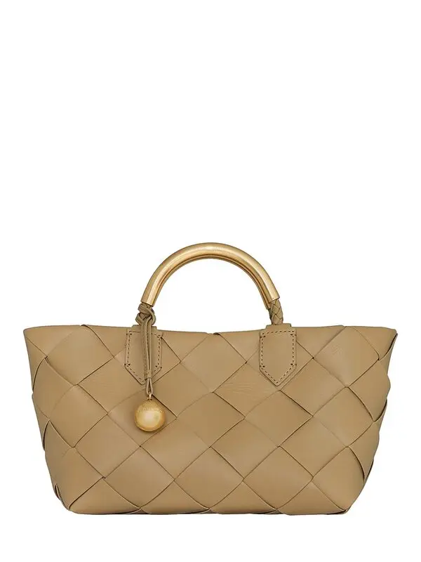Rebecca Minkoff Mini Frankie Woven Leather Tote - Sesame