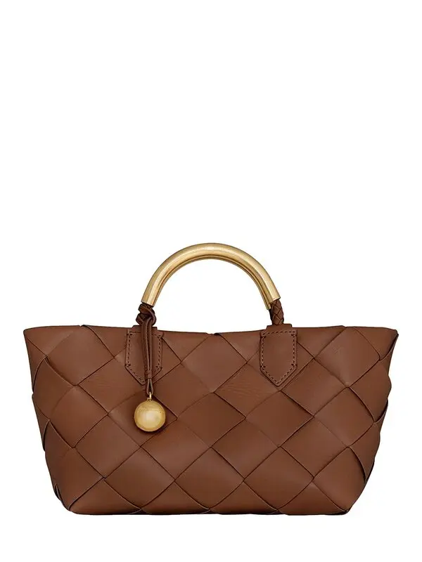 Rebecca Minkoff Mini Frankie Woven Leather Tote - Tawny