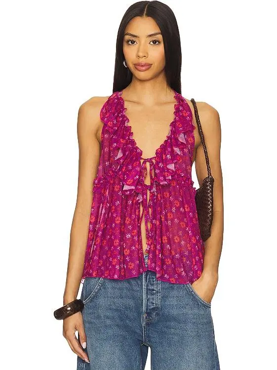Free People Fearless Knit Tank - Dragonfruit Combo