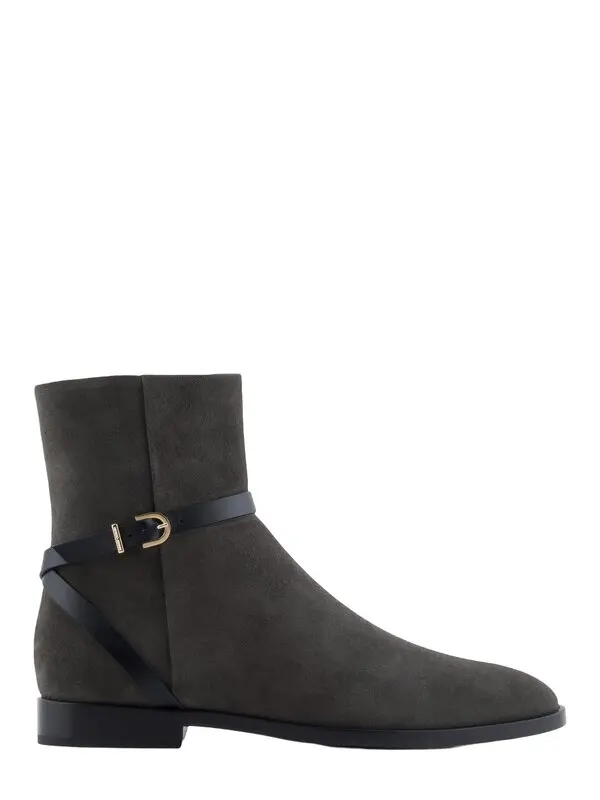 Giorgio Armani Suede And Calfskin Ankle Boots - Grey