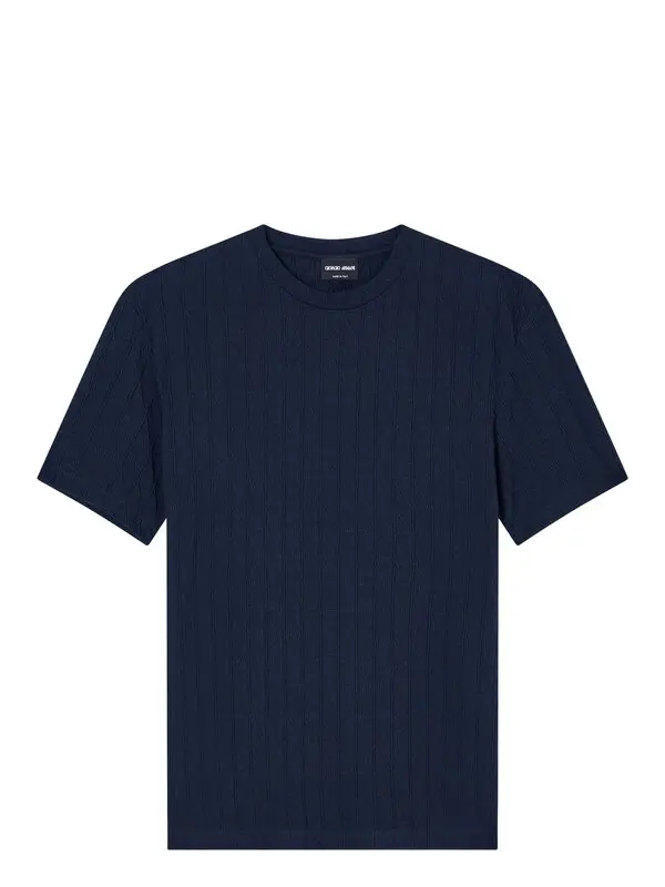 Giorgio Armani Asv Stretch Cashmere And Viscose-blend Crew-neck T-shirt - Navy_blue