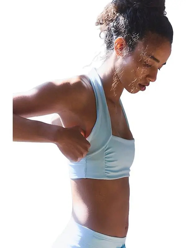 Free People Don't Let Go Halter Sports Bra - Lightest Blue