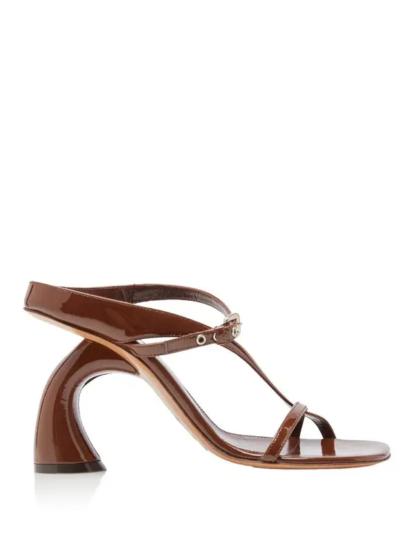 Dries Van Noten Patent Leather Heeled Sandals - Brown