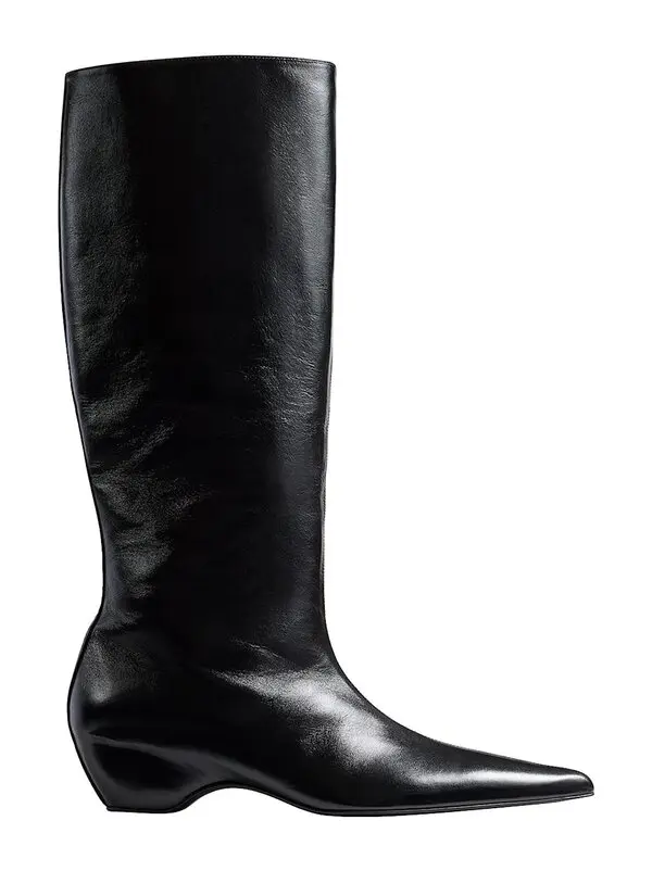 Khaite Sybil Knee High Leather Boots - Black