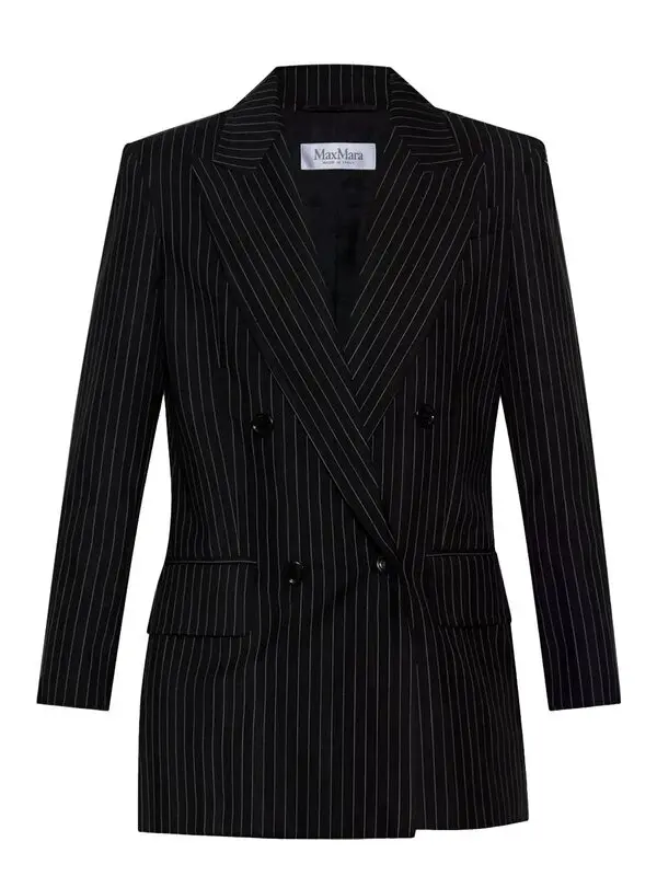 Max Mara Pinstriped Double-breasted Blazer - Black
