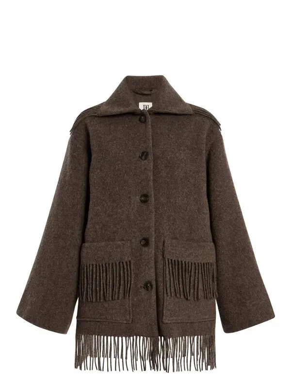 BY MALENE BIRGER Boloune Fringe Wool Coat - Brown