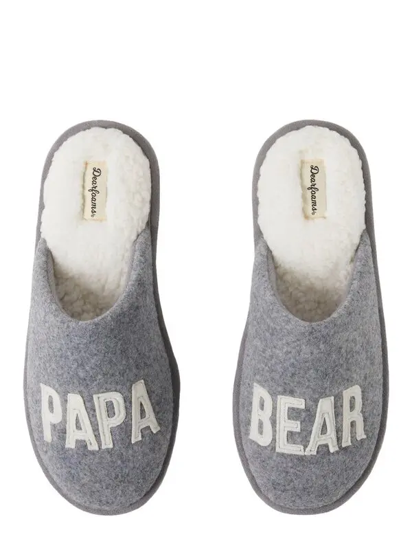 DEARFOAMS Papa Bear Scuff Slipper - Light Heather Grey