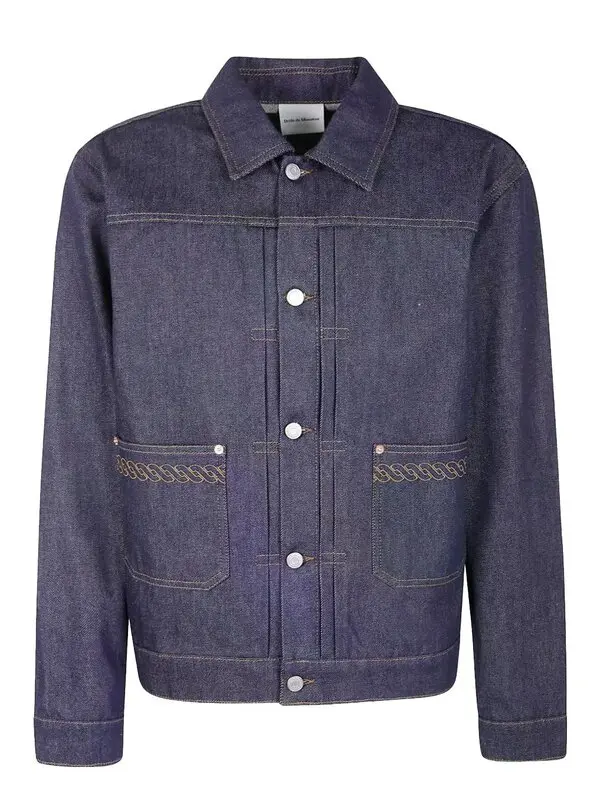 Drole De Monsieur Embroidered Denim Jacket - Blue