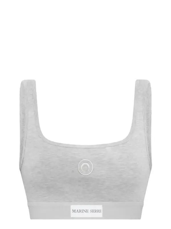 MARINE SERRE Moon-embroidered Sports Bra - Grey
