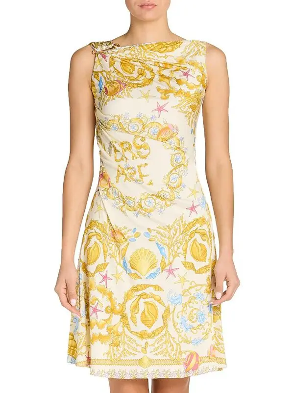 Versace Underwater Barocco Foulard Dress - Eggshell+m