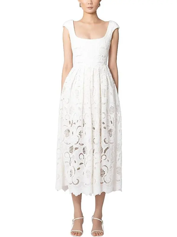 SAU LEE Holland Midi Dress - White