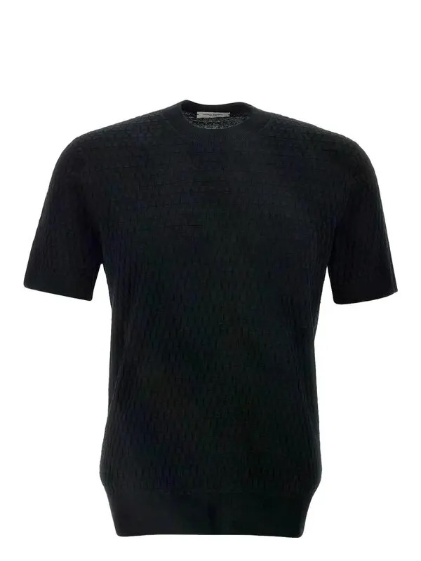 PAOLO PECORA Patterned-jacquard T-shirt - Black