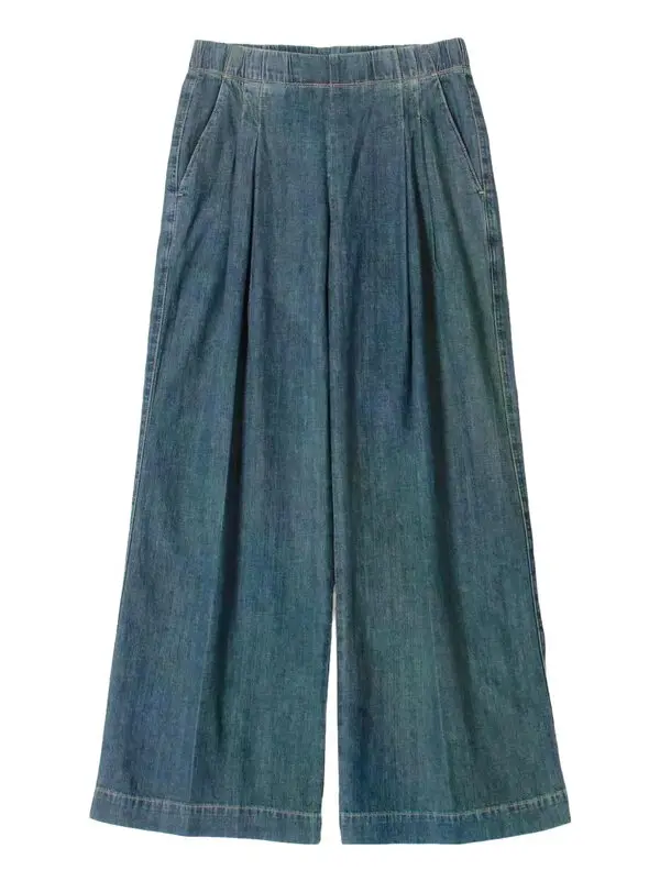 JAMES PERSE Pleated Wide Leg Jeans - Blue