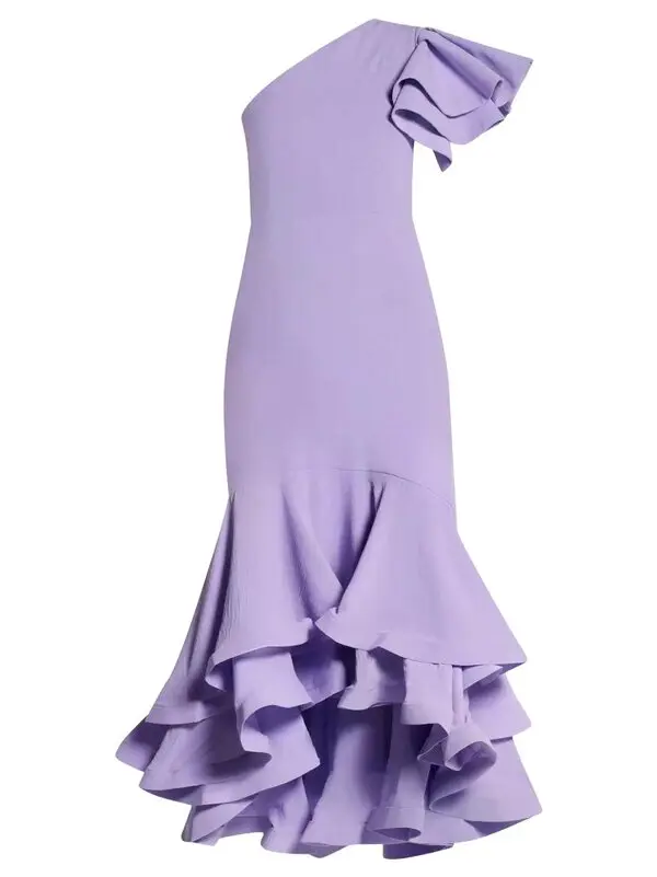 NO PISE LA GRAMA One-shoulder Ruffled Maxi Dress - Purple