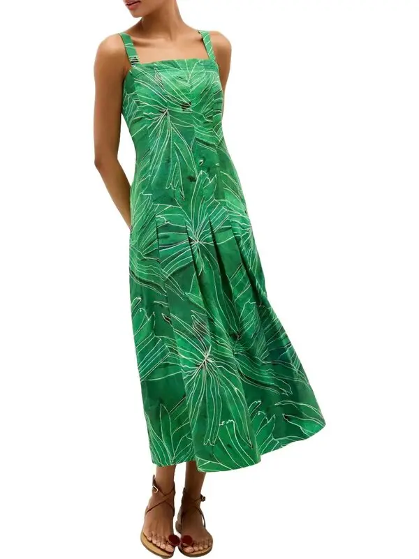 MARIE OLIVER Dixon Leaf-print Midi Dress - Green