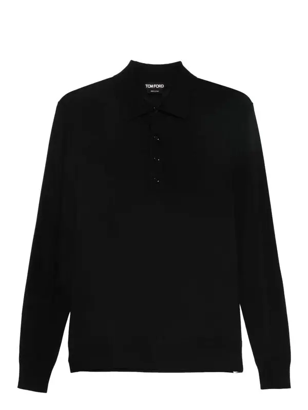TOM FORD Wool Polo Shirt - Black