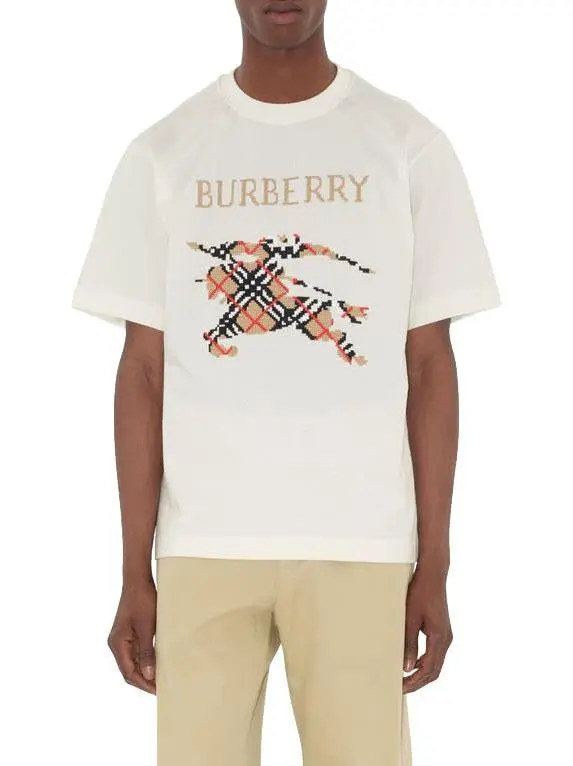 Burberry Cross Stitch Ekd T-shirt - Chalk