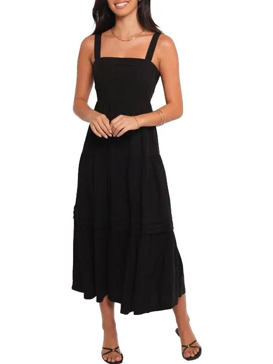 PETAL & PUP Elvia Fit & Flare Maxi Dress - Black