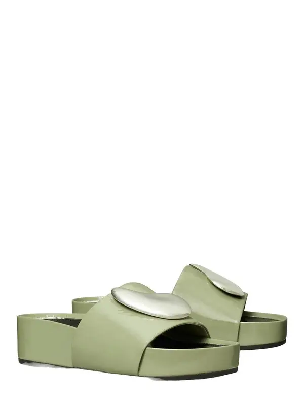 Tory Burch Patos Platform Slide Sandal - Light Jade / Silver