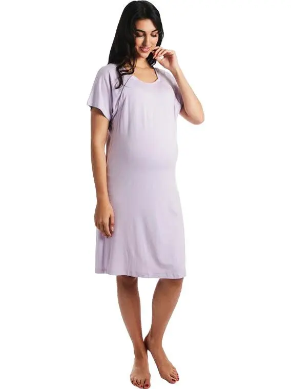 EVERLY GREY Rosa Maternity/nursing Hospital Gown - Lavender