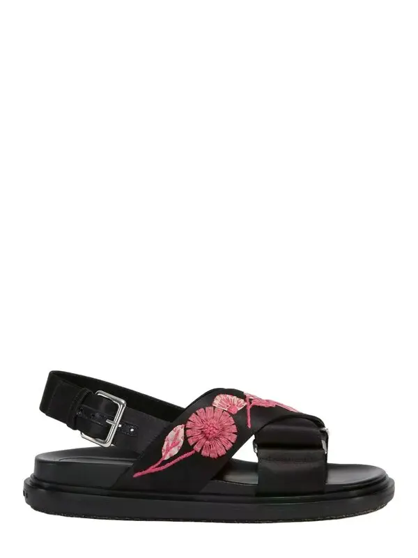 Marni Fussbett Floral-embellished Sandals - Black