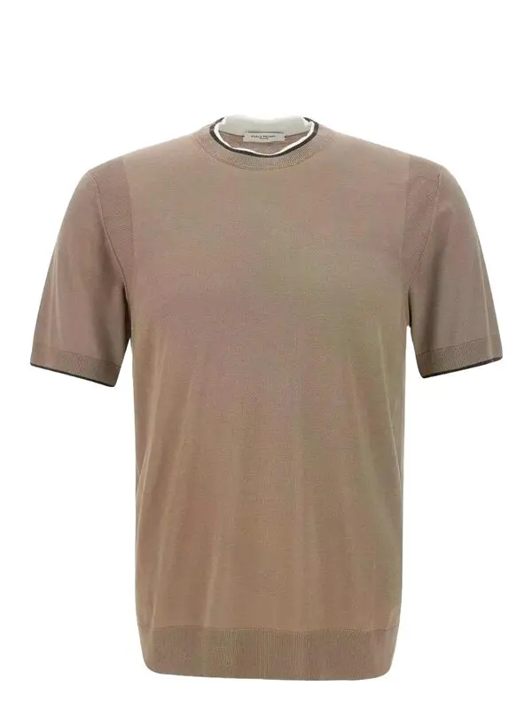 PAOLO PECORA Silk-blend T-shirt - Neutrals