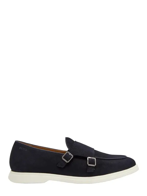 BOSS Suede Monk Loafers - Navy