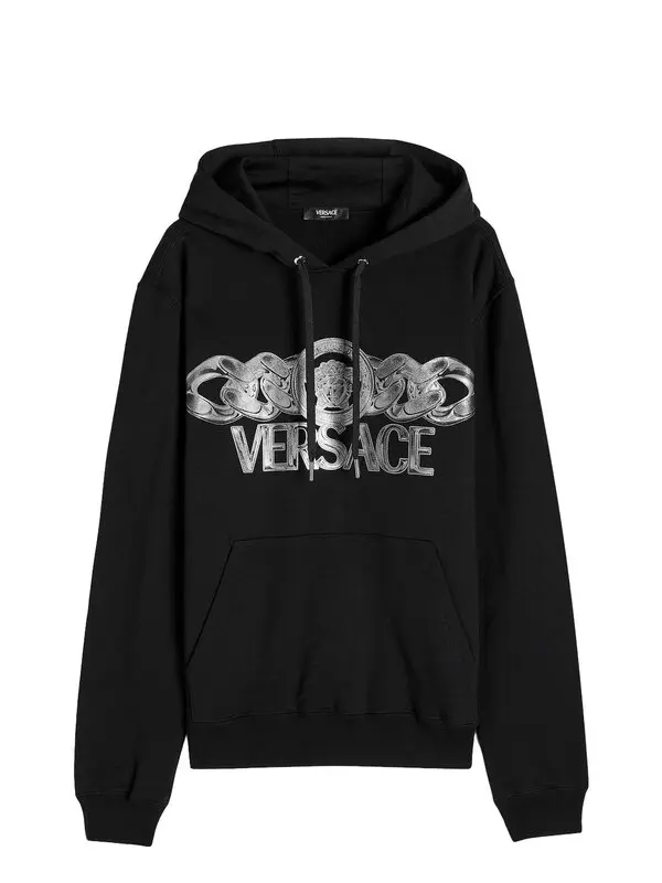 Versace Logo-printed Cotton Sweatshirt - Black