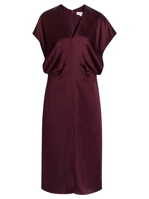 Stella McCartney Draped Satin-crepe Midi Dress - Bordeaux