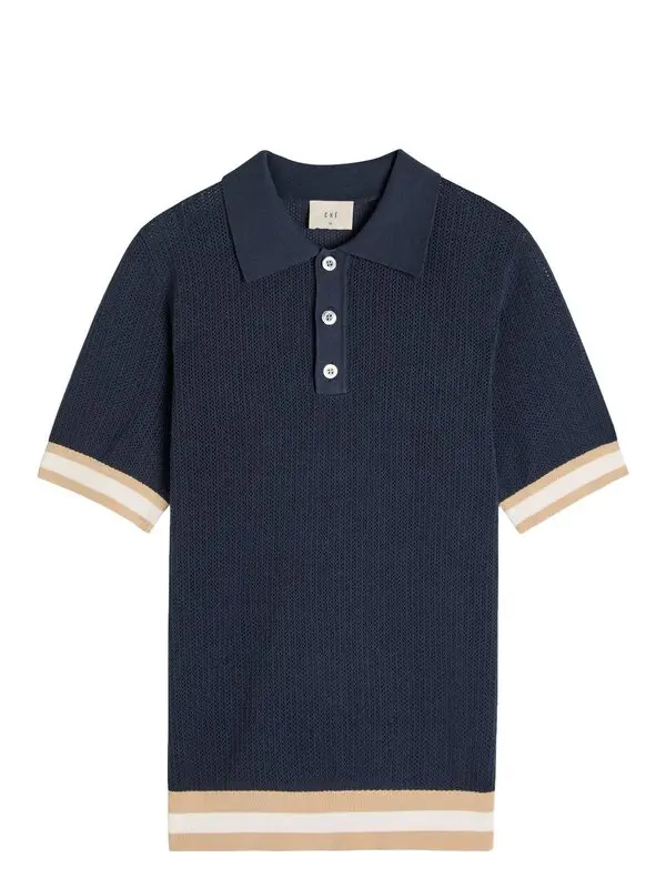 CHE Quinn Open-knit Polo Shirt - Navy