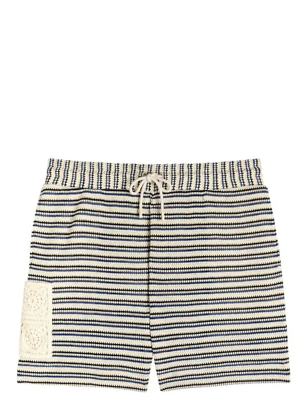 CHE Patterned Intarsia Knitted Shorts - Navy