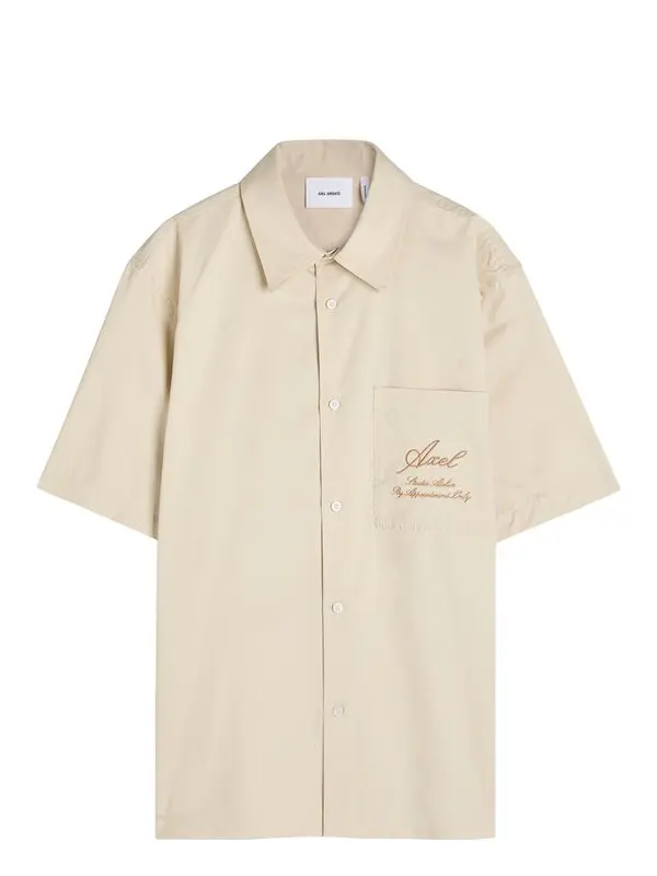 Axel Arigato Embroidered Cotton-poplin Shirt - Beige