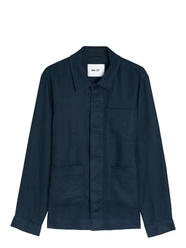 Nn07 Olav Linen Overshirt Jacket - Navy