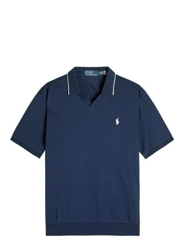 Polo Ralph Lauren Logo-embroidered Piqué Stretch-cotton Polo Shirt - Navy