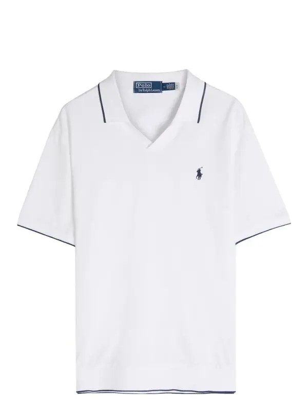 Polo Ralph Lauren Logo-embroidered Piqué Stretch-cotton Polo Shirt - White