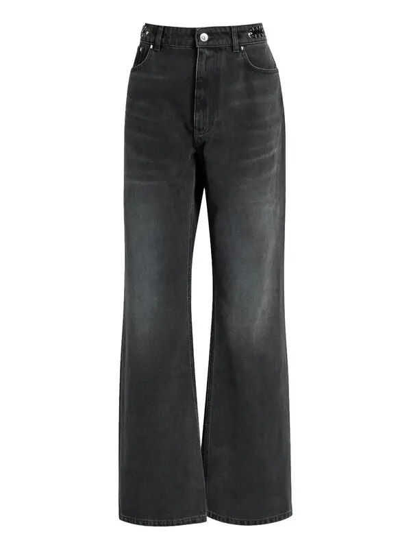 Rabanne Chain-embellished Straight-leg Jeans - Black