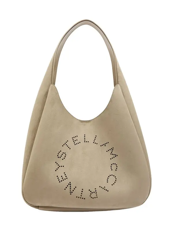Stella McCartney Logo Faux Suede Shoulder Bag - Khaki