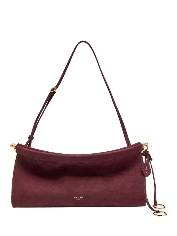 Alaïa East West Nubuck Shoulder Bag - Burgundy