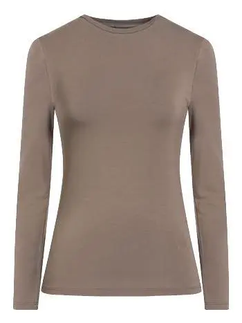 Alpha Studio Long Sleeve Crewneck T-shirt In Viscose And Elastane - Beige