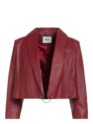 Max & Moi Lambskin Cropped Jacket - Red