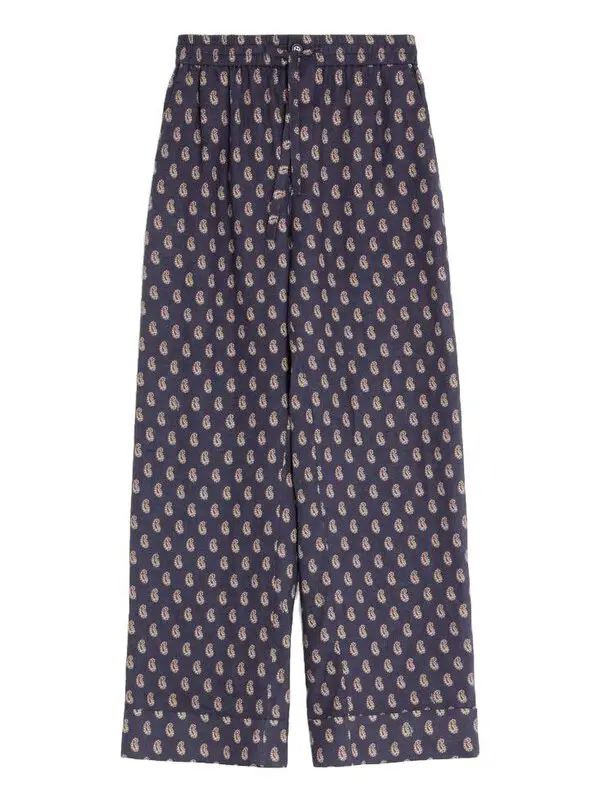 Valentino Garavani Lightweight Voyage Imaginaire Print Linen Trousers - Navy/cream/red