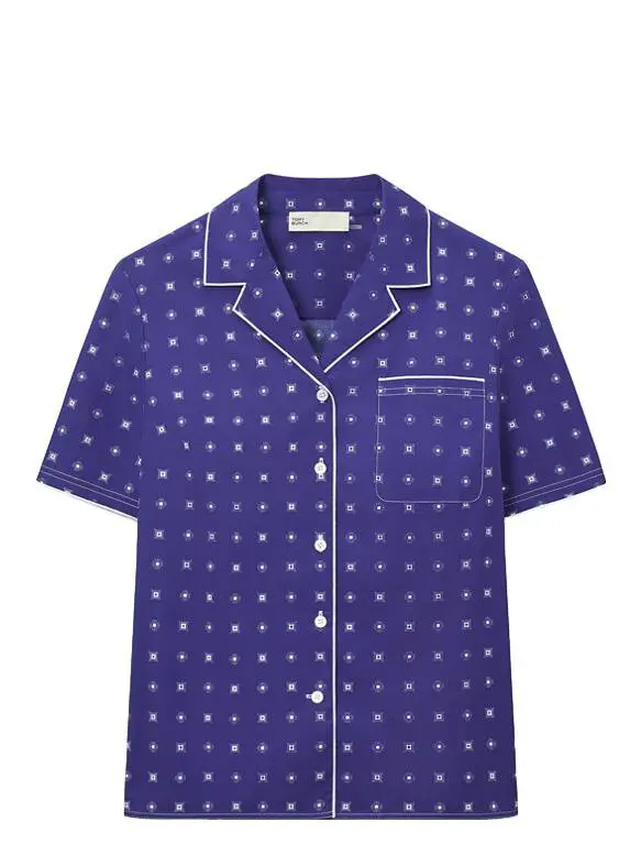 Tory Burch Twill Camp Shirt - Ballpoint Ink Nothing Ditsy