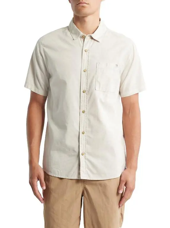 ROARK Made To Fade Short Sleeve Cotton & Lyocell Button-up Shirt - White
