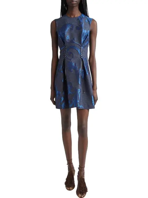 Etro Paisley Jacquard Denim Mini Dress - Multicolour On Blue Base