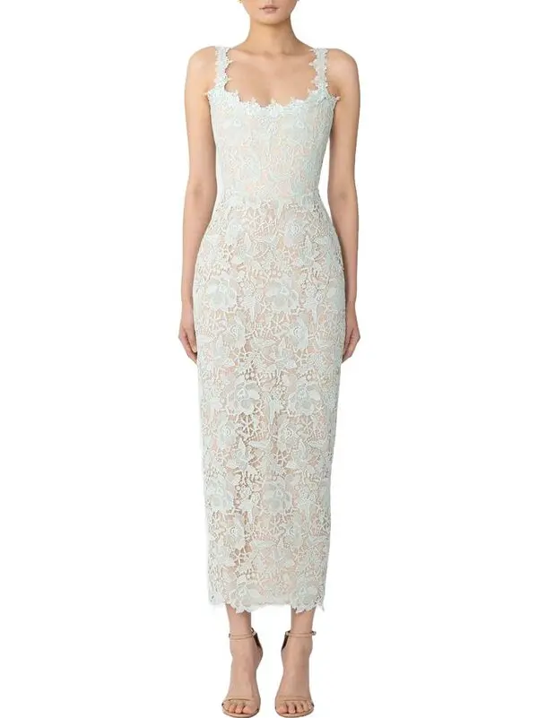 SAU LEE Coraline Floral Lace Cocktail Dress - Seafoam