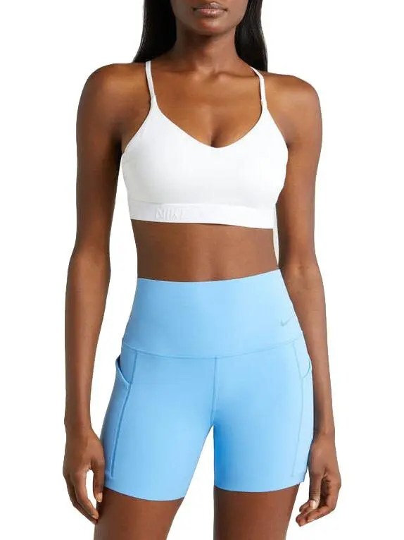 Nike Indy Light Support Padded Adjustable Sports Bra - 100 White/stnmav