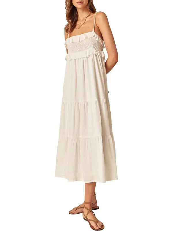 NOBODY'S CHILD Florian Organic Cotton Midi Sundress - White