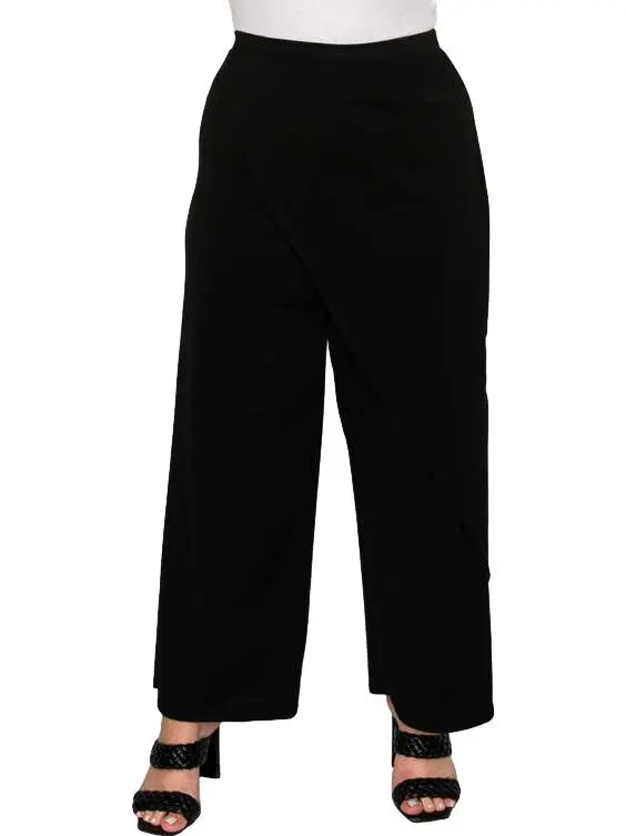L I V D Ivy Faux Wrap High-waisted Pants - Black